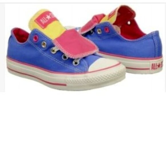 Converse | Shoes | Euc Ctas Converse Double Tongue Blue Pink Yellow Low ...